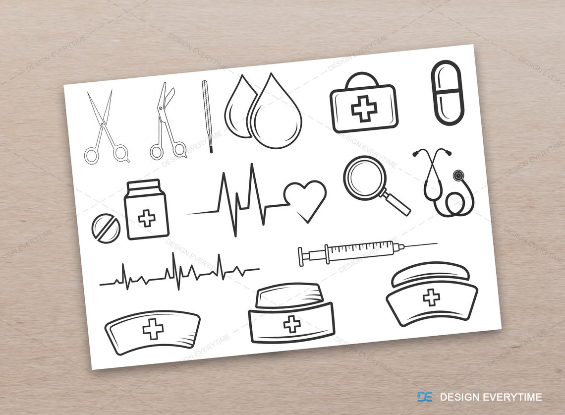 Medical Tools Bundle, Medical Equipment Bundle, Nurse Hat Vector, Blood ...