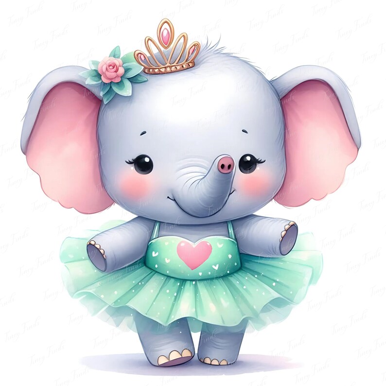 Baby Elephant Ballerina Clipart: Tutu Dress Animal Art (JPEG) - Etsy