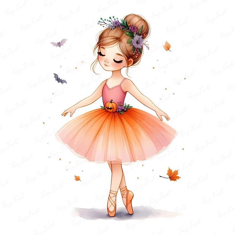 Pumpkin Ballerina Clipart: Halloween Ballet, Fall Dance (10 JPEG ...