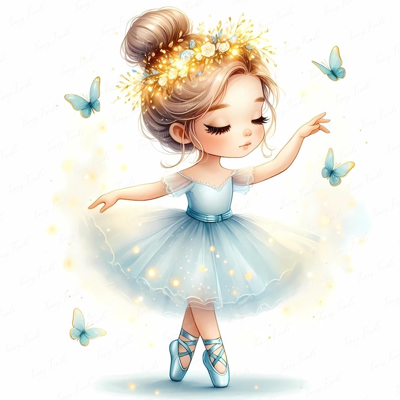 Ballerina Clipart Bundle: Blue Dress, Butterflies (high Resolution JPG ...