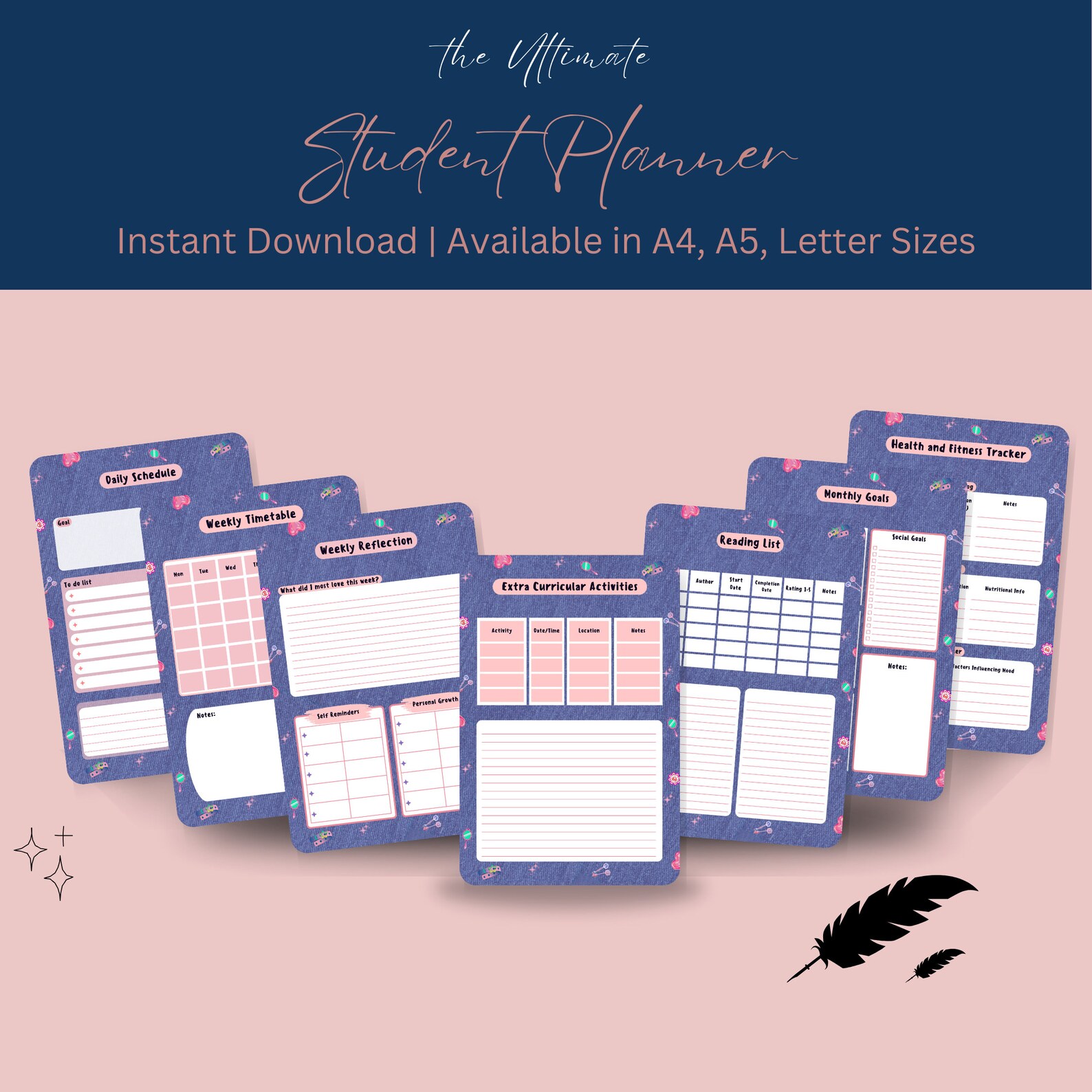 Undated Planner, Printable Student Planner, Fanatic Student Planner ...