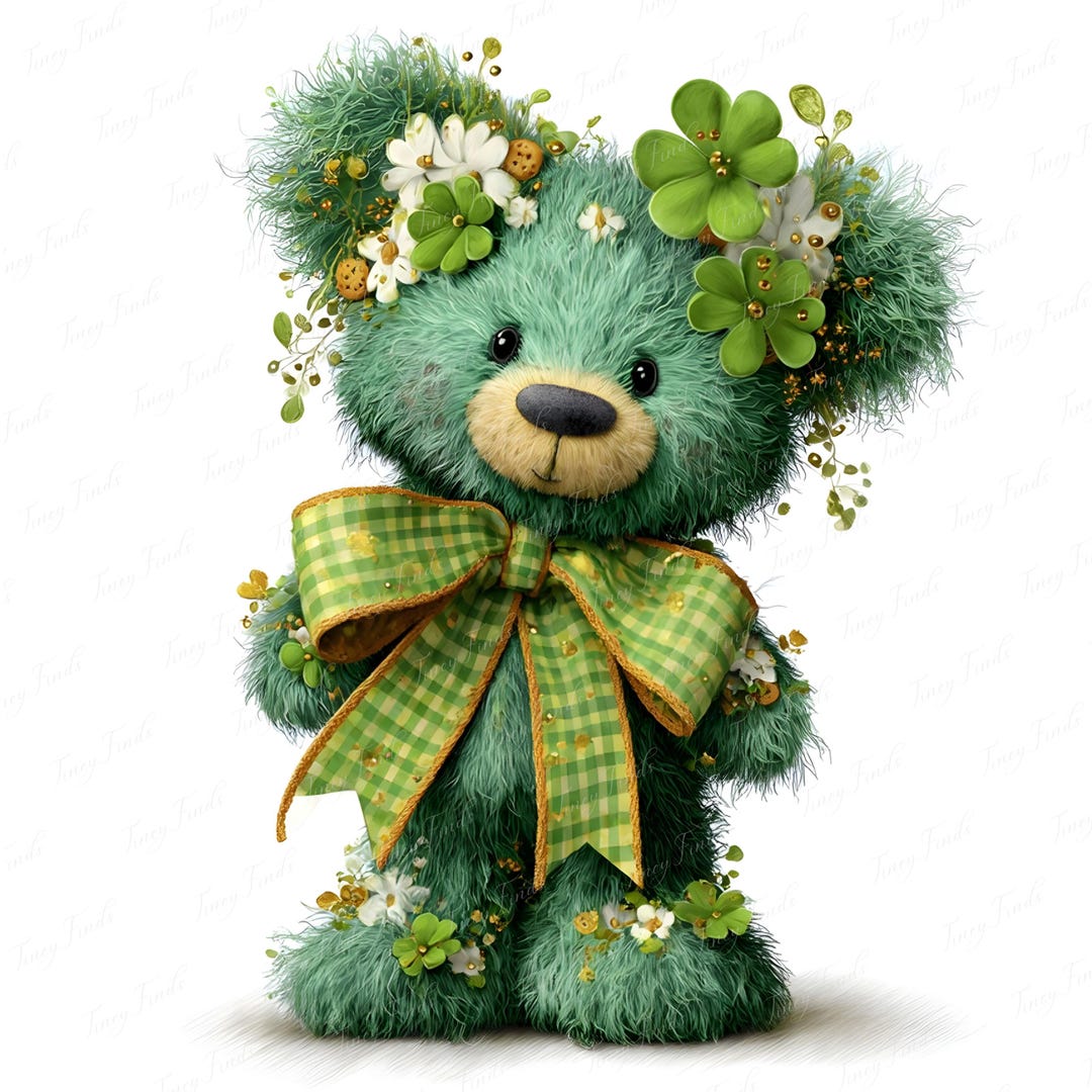 St Patrick's Day Teddy Bear Clipart Bundle, Shamrock Plush, Irish ...