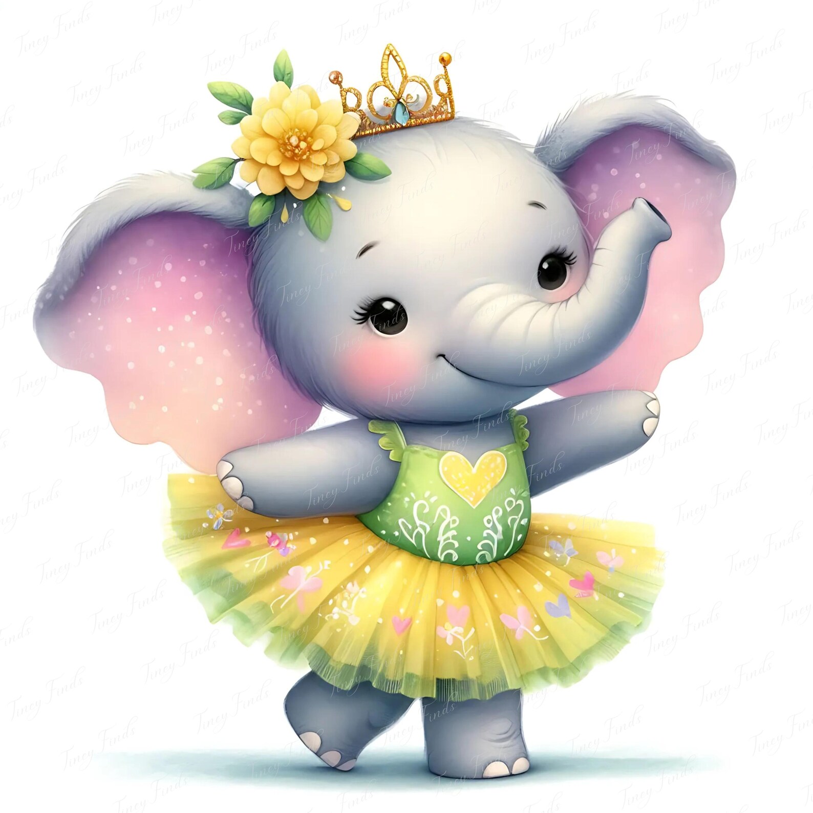 Baby Elephant Ballerina Clipart: Tutu Dress Animal Art (JPEG) - Etsy