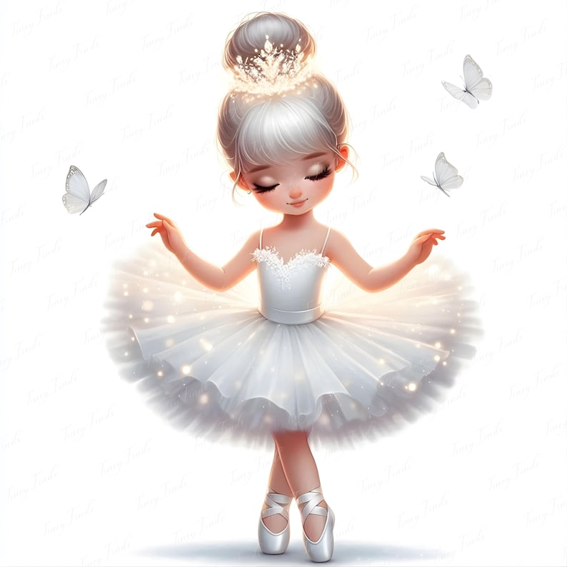 White Ballerina Girl Clipart, Ballet Dancer Illustration, Princess Art ...
