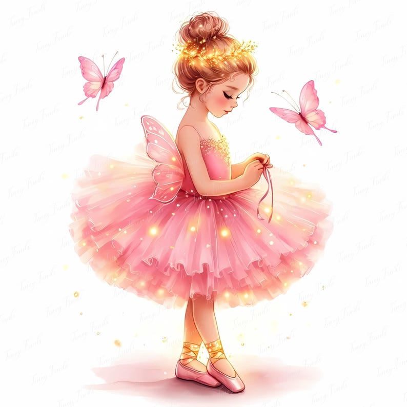 Ballet Girl Clipart Bundle: Pink Tutu Ballerina, Butterfly Fairy (JPEG ...