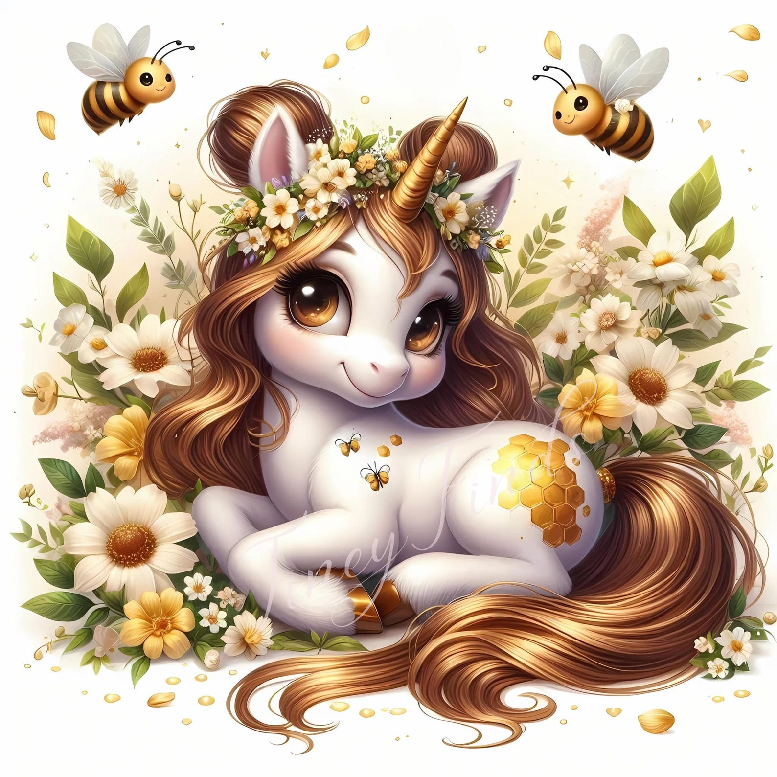 Honey Bee Unicorn 12 High- Resolution JPEG | Cute Watercolor Unicorn ...