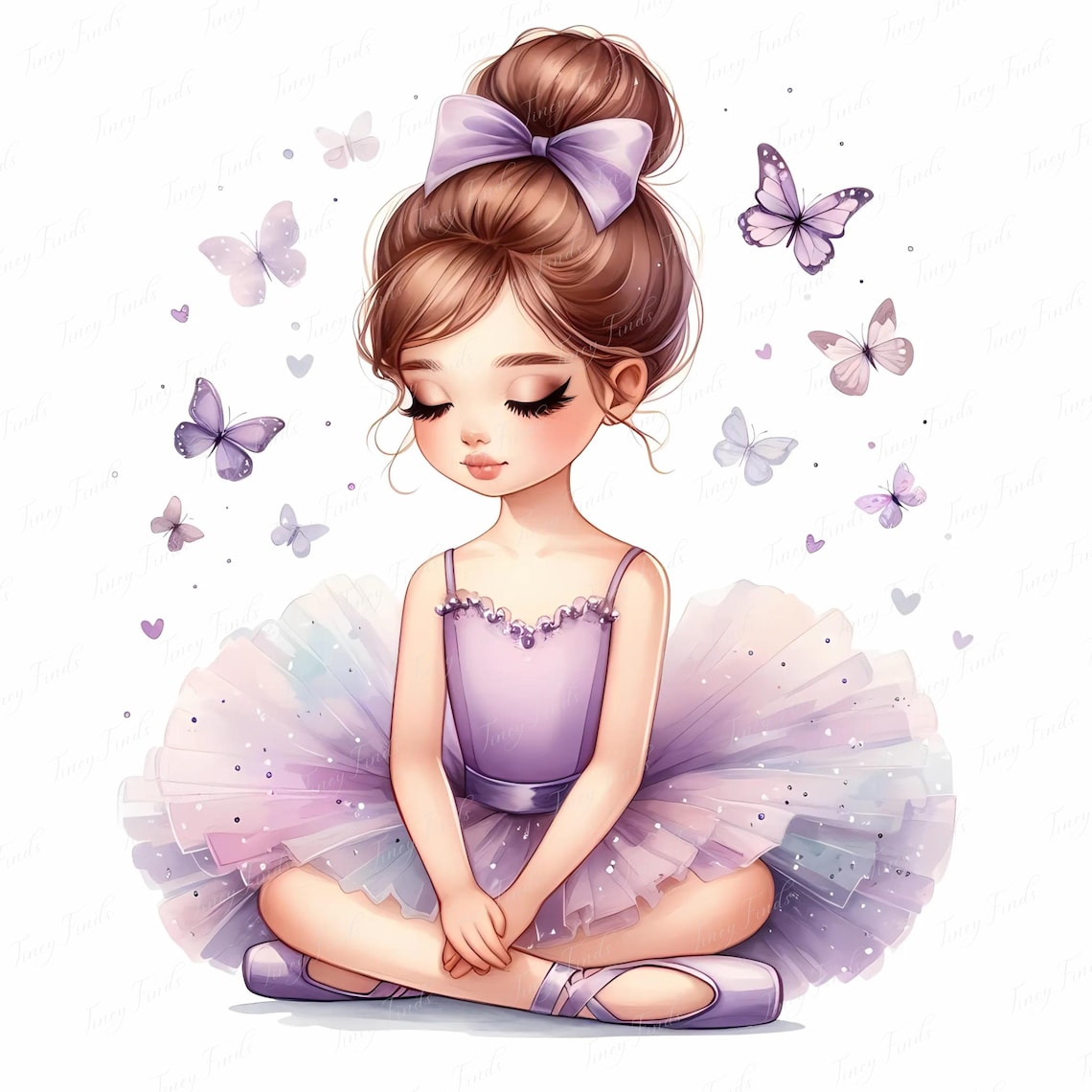Purple Ballerina Clipart Bundle: Ballet Dancer With Butterflies ...