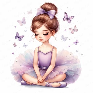 Purple Ballerina Girl Clipart Bundle, Pastel Ballet Dancer With ...