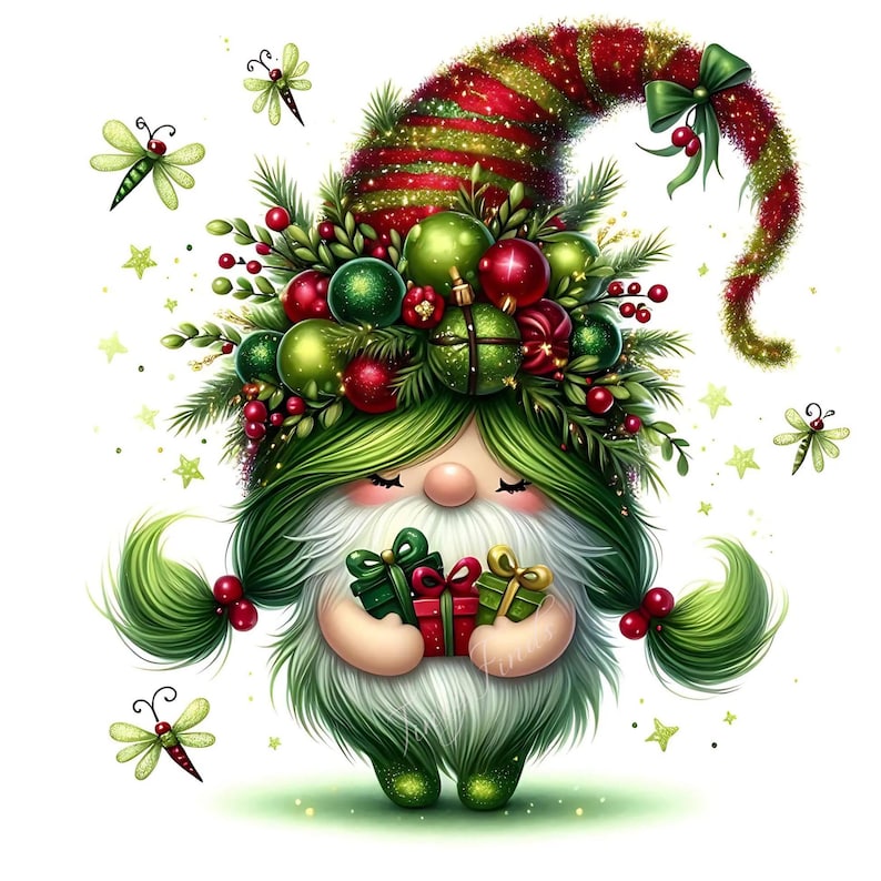 Christmas Gnome Clipart: Holiday Lights, Fairy Wings (12 Jpegs ...
