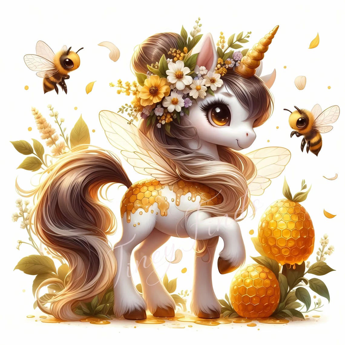Honey Bee Unicorn 12 High- Resolution JPEG | Cute Watercolor Unicorn ...