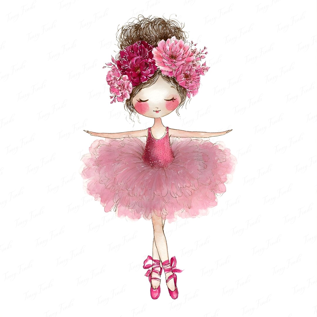 Watercolor Ballerina Clipart | Pink Ballet Girl Illustration (54 Jpegs ...