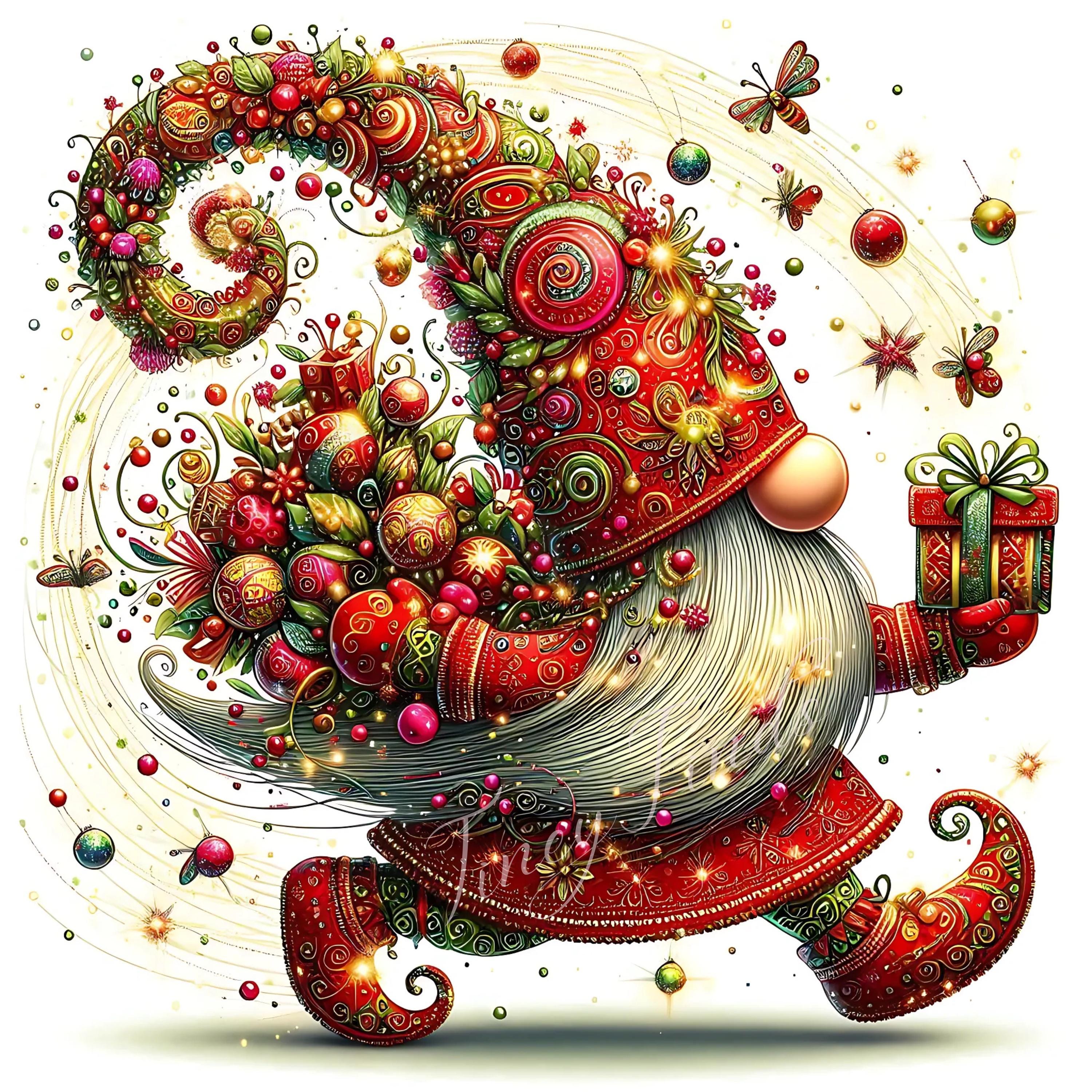 Festive Christmas Gnome Clipart Bundle: Red Holiday Designs (JPEG) - Etsy