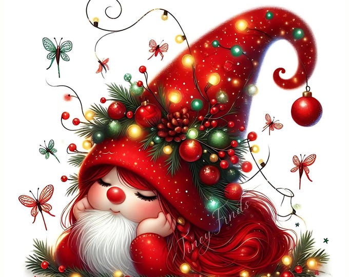 Christmas Gnome Clipart: Holiday Lights, Fairy Wings (12 Jpegs ...