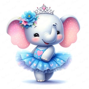 Baby Elephant Ballerina Clipart: Tutu Dress Animal Art (JPEG) - Etsy