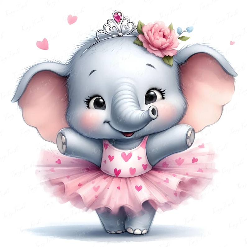 Baby Elephant Ballerina Clipart: Tutu Dress Animal Art (JPEG) - Etsy