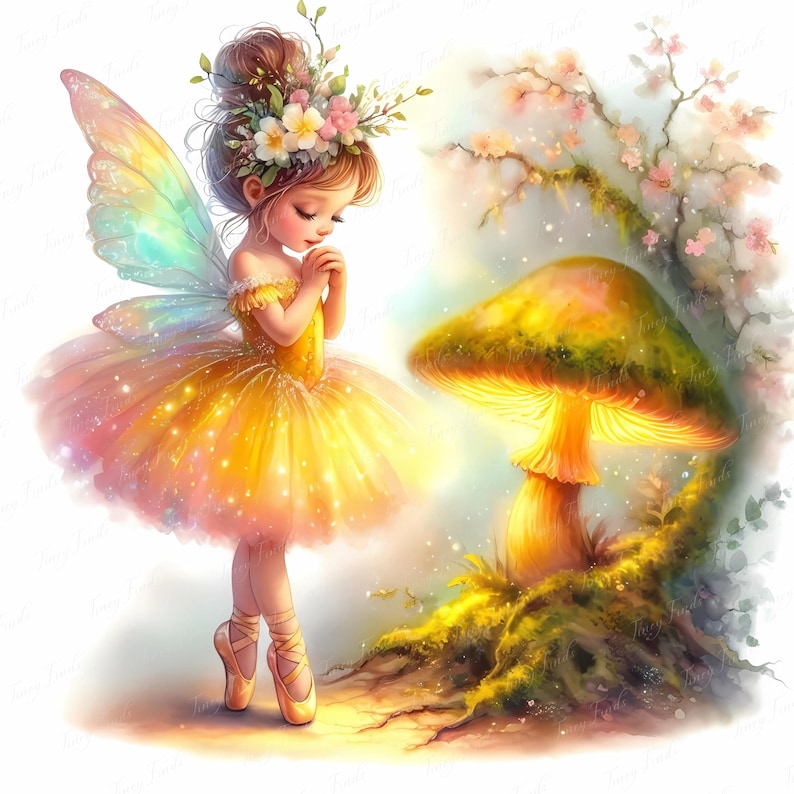 Yellow Fairy Ballerina Art: Enchanted Woodland Nursery Decor (JPEG ...