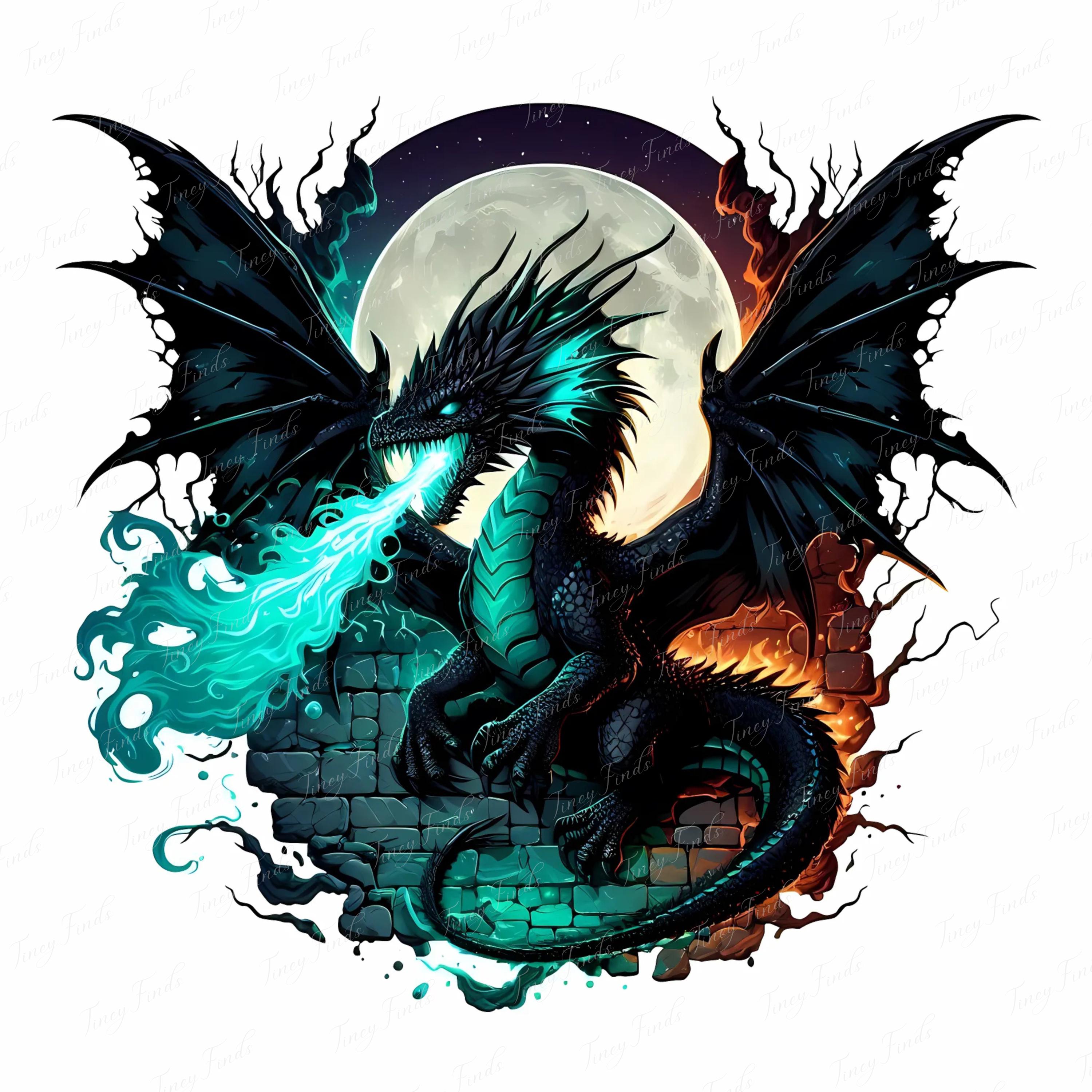 Gothic Baby Dragon Clipart Bundle: Dark Fantasy Nursery Art (12 Jpegs ...