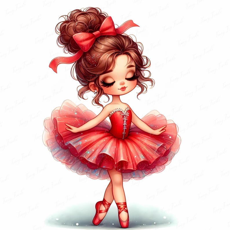 Red Ballerina Clipart: Ballet Dancer Illustration (10 JPEG Digital ...