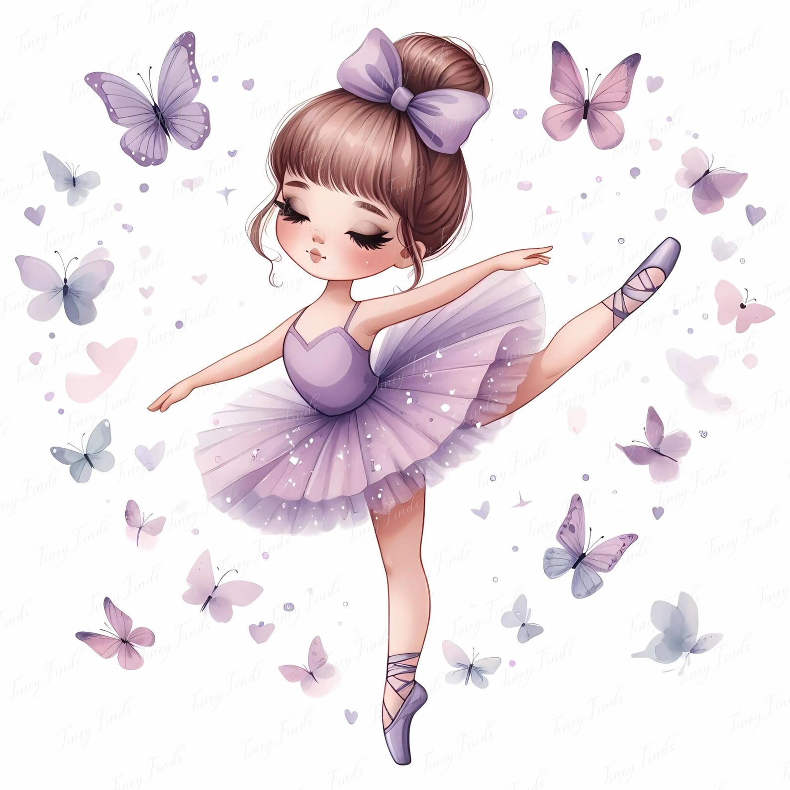 Purple Ballerina Clipart Bundle: Ballet Dancer With Butterflies ...