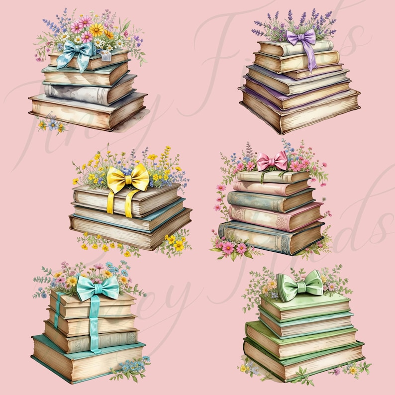 12 Pastel Book Clipart Pastel Book Illustrations Set High-resolution ...