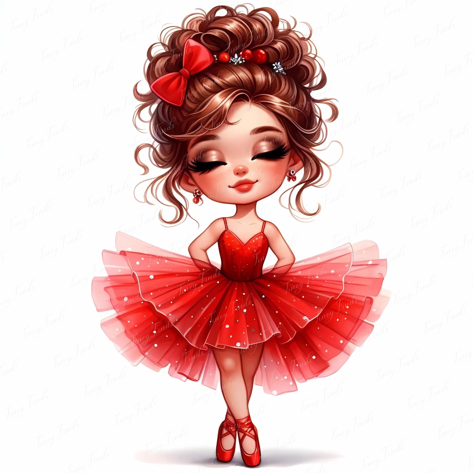 Red Ballerina Clipart: Ballet Dancer Illustration (10 JPEG Digital ...