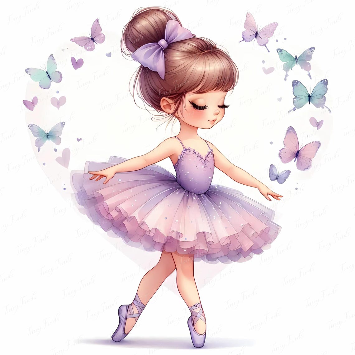 Purple Ballerina Clipart Bundle: Ballet Dancer With Butterflies ...