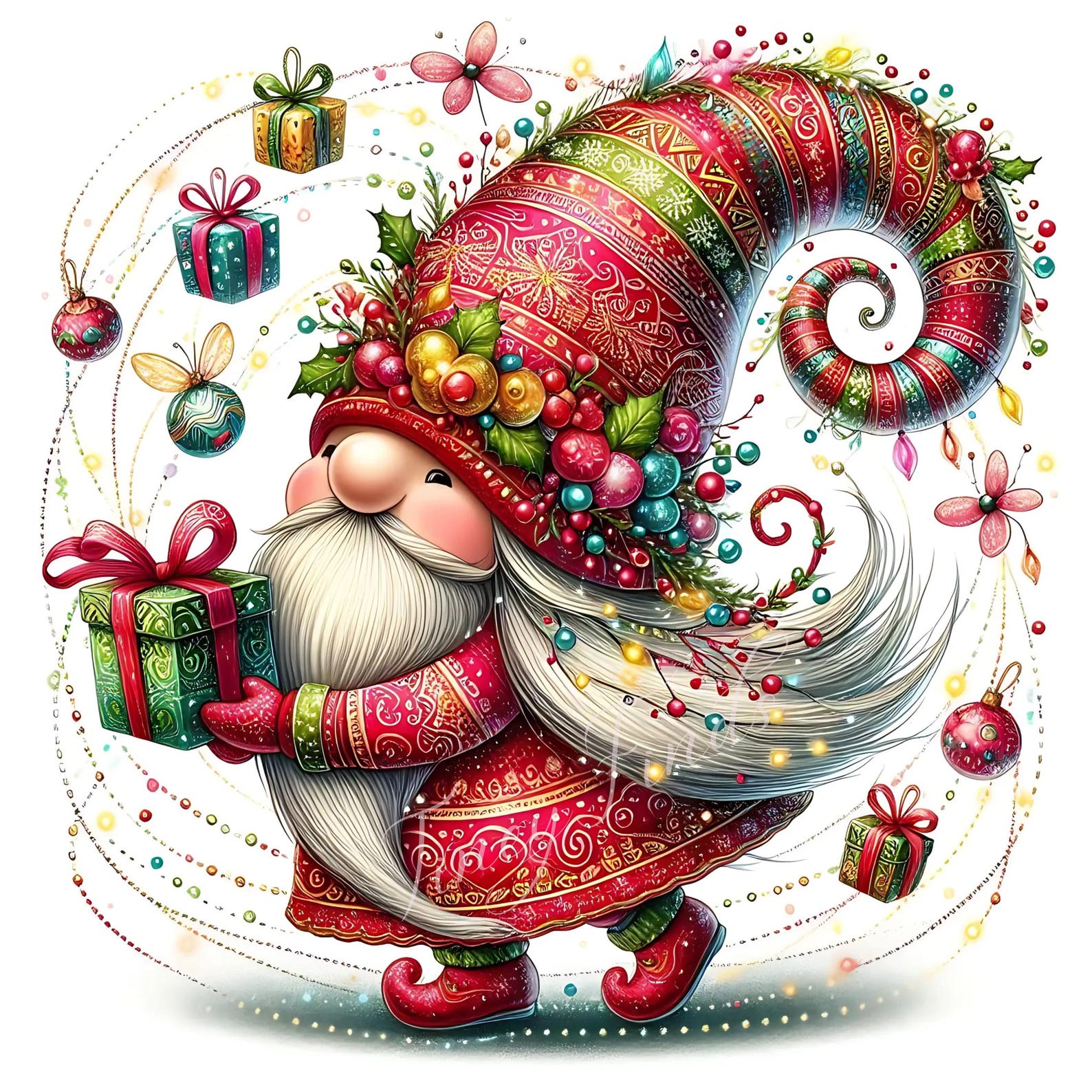 Festive Christmas Gnome Clipart Bundle: Red Holiday Designs (JPEG) - Etsy