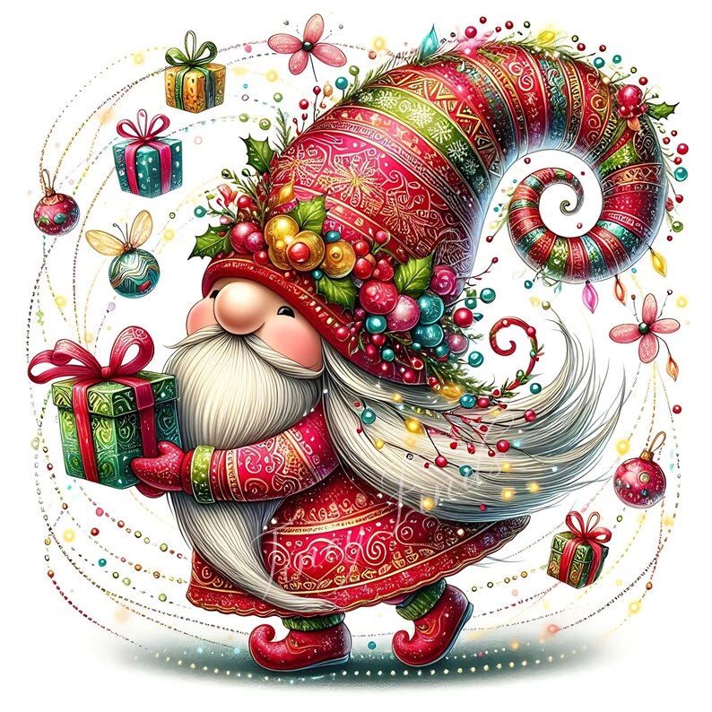 Festive Christmas Gnome Clipart Bundle: Red Holiday Designs (JPEG) - Etsy