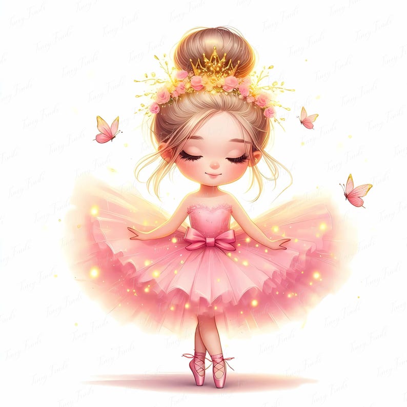 Ballet Girl Clipart Bundle: Pink Tutu Ballerina, Butterfly Fairy (JPEG ...