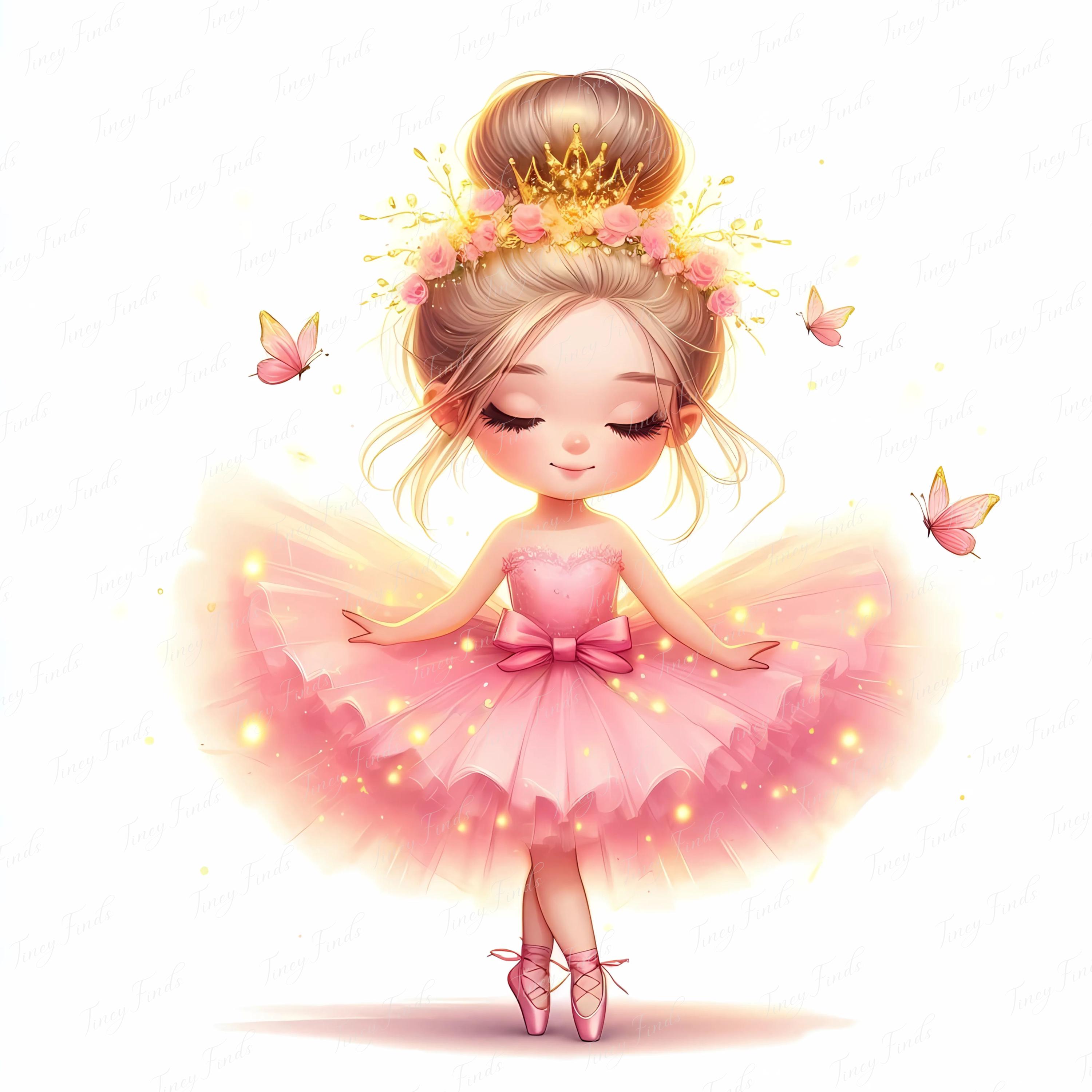 Ballet Girl Clipart Bundle: Pink Tutu Ballerina, Butterfly Fairy (JPEG ...