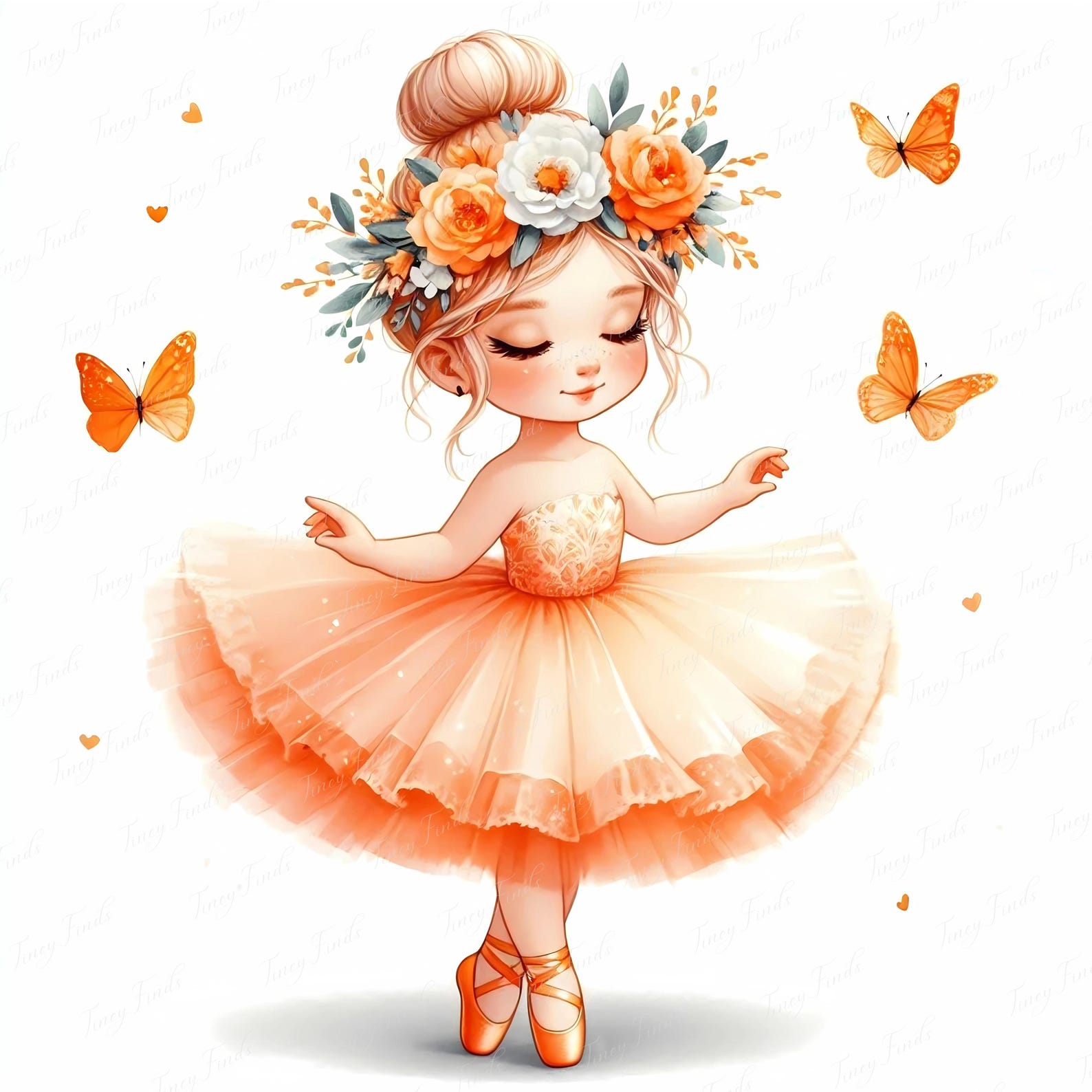 Ballerina Girl Clipart Bundle: Orange Tutu Ballet Dancer (JPEG Download ...