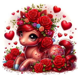 12 Set of Magical Unicorn Clipart With Roses and Heart Details JPEG ...