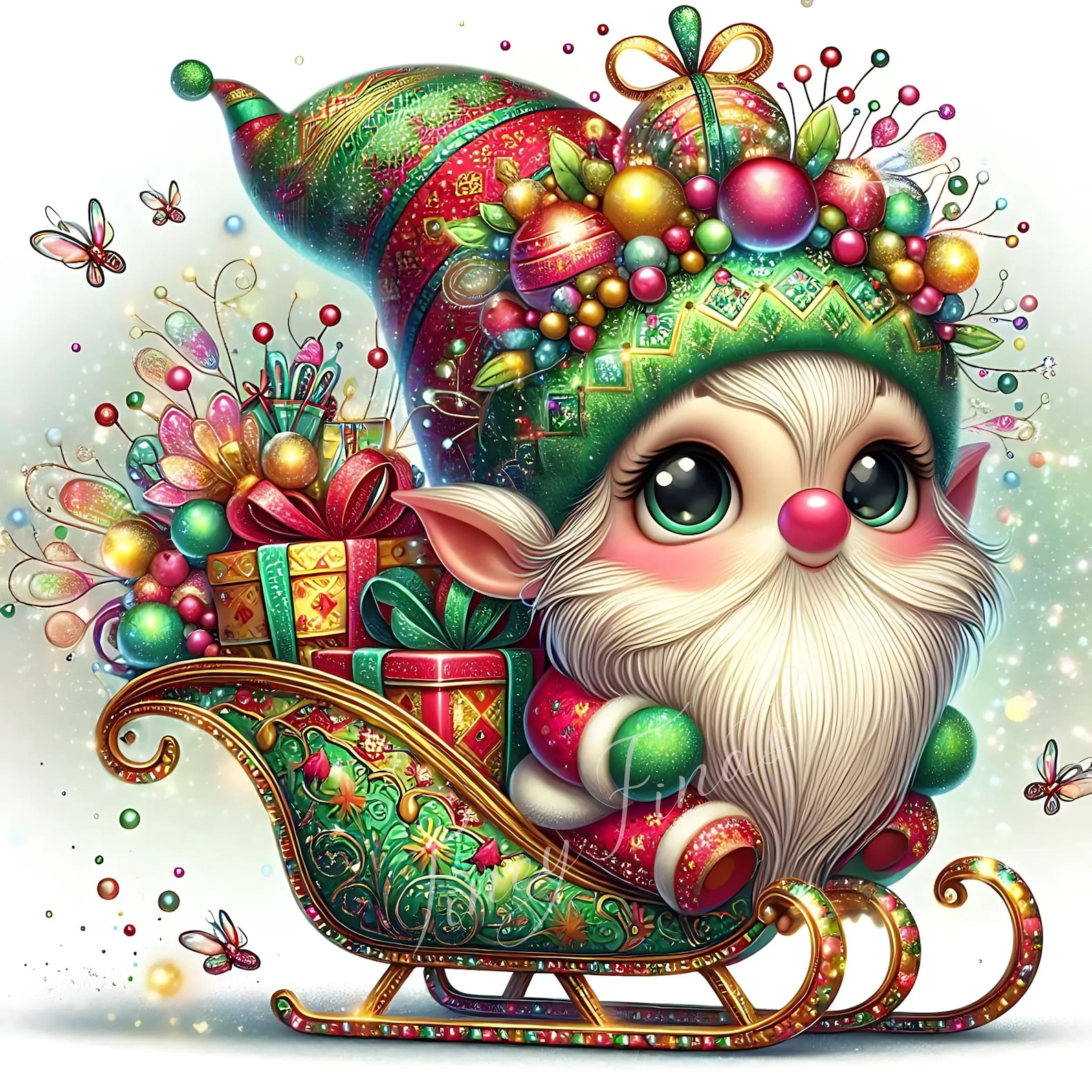 Christmas Gnome Clipart Digital Download, Festive Green Gnomes ...