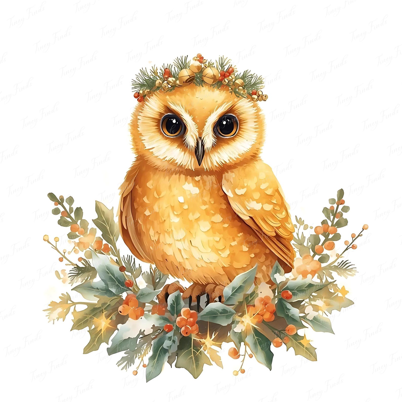 Watercolor Christmas Owl Clipart Bundle: Winter Woodland Art (digital ...