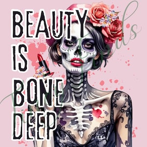 Beauty is Bone Deep Skeleton Chic Art PNG Skeleton Fashion Design ...
