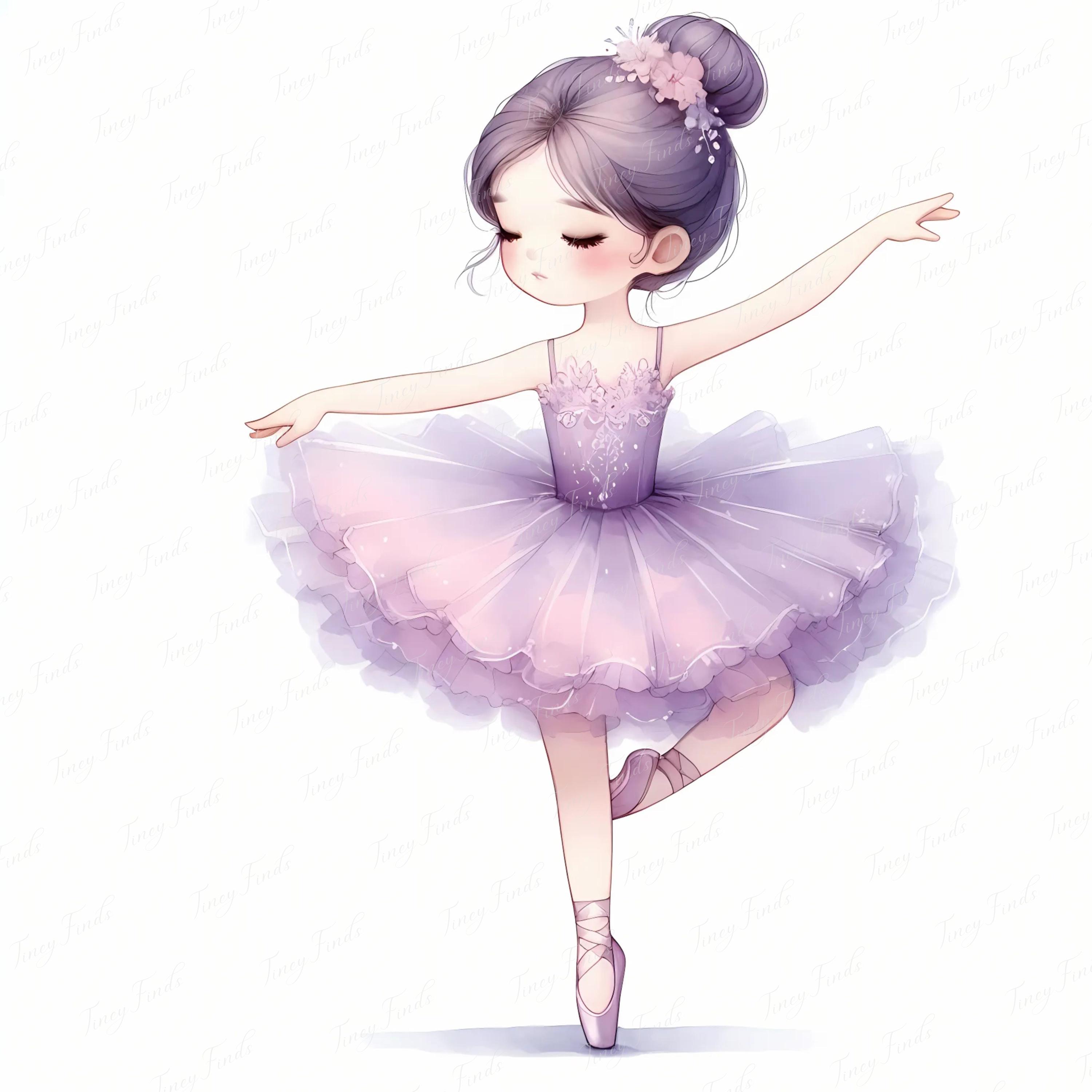 Cute Purple Ballerina Girl Clipart | Ballet Girl 12 JPEG | Nursery Wall ...