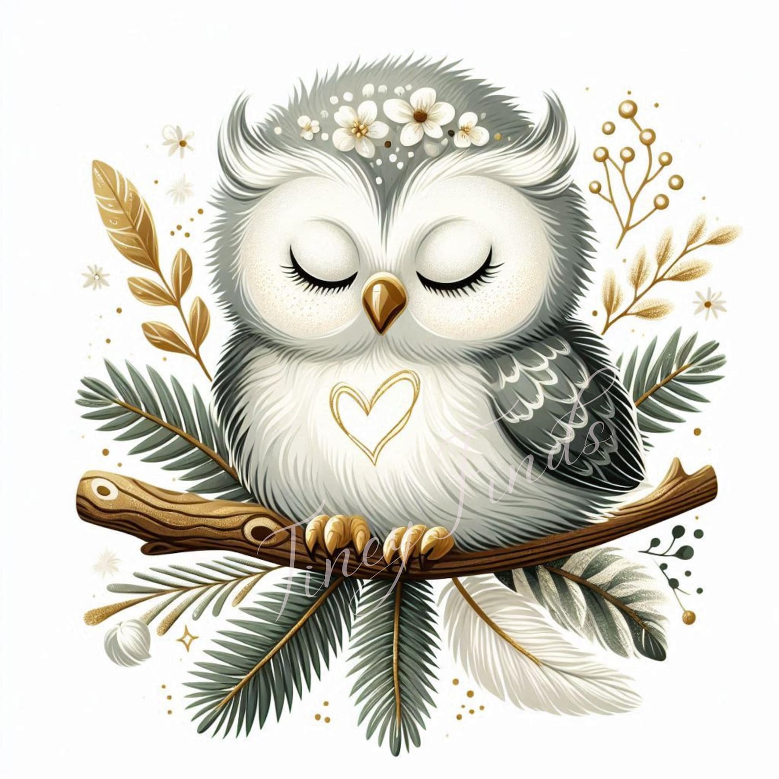 Boho Owl Clipart, Cute Watercolor Owl Digital Art 12 JPEG, Floral Owl ...