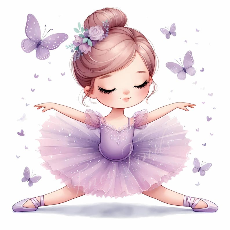 Pastel Purple Ballerina Clipart: Watercolor Ballet Art (digital ...