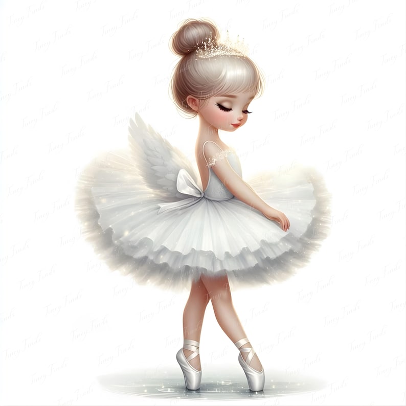 White Ballerina Girl Clipart, Ballet Dancer Illustration, Princess Art ...