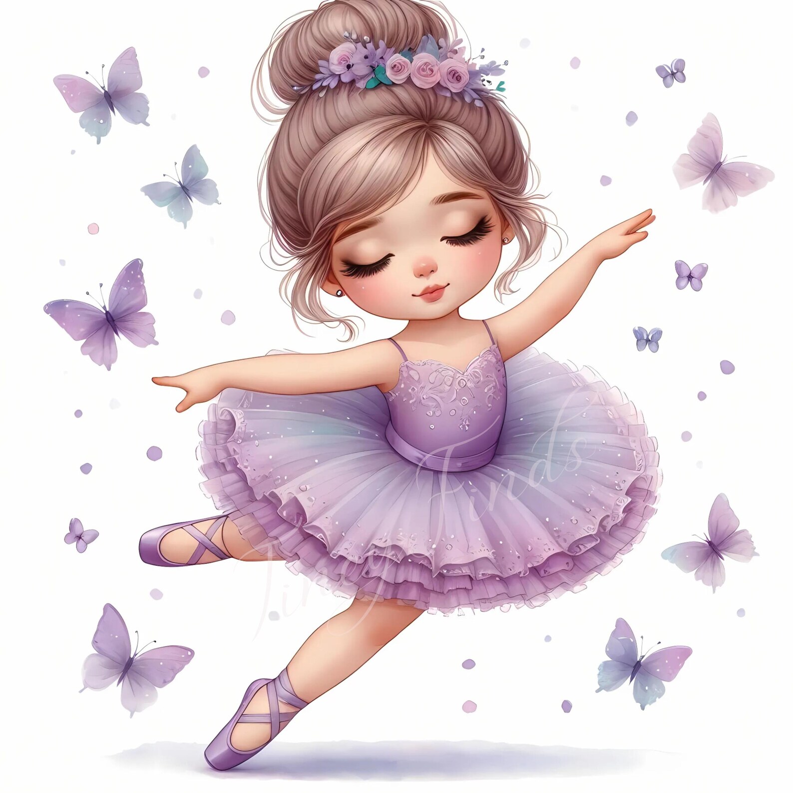 Cute Ballerina Girl Clipart in Pastel Purple 12 JPEG | Ballet Dance Art ...