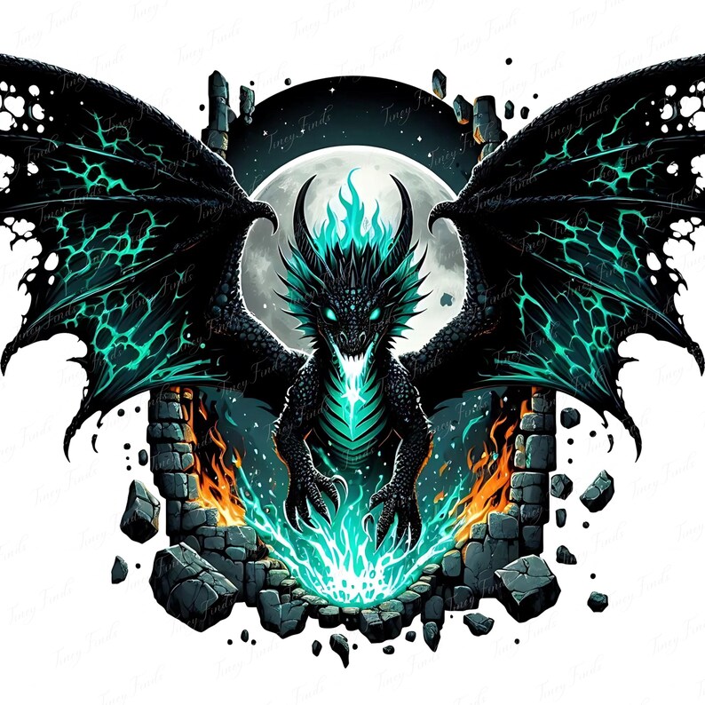 Gothic Baby Dragon Clipart Bundle: Dark Fantasy Nursery Art (12 Jpegs ...