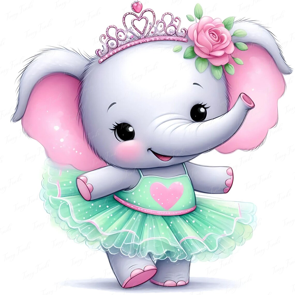 Baby Elephant Ballerina Clipart: Tutu Dress Animal Art (JPEG) - Etsy