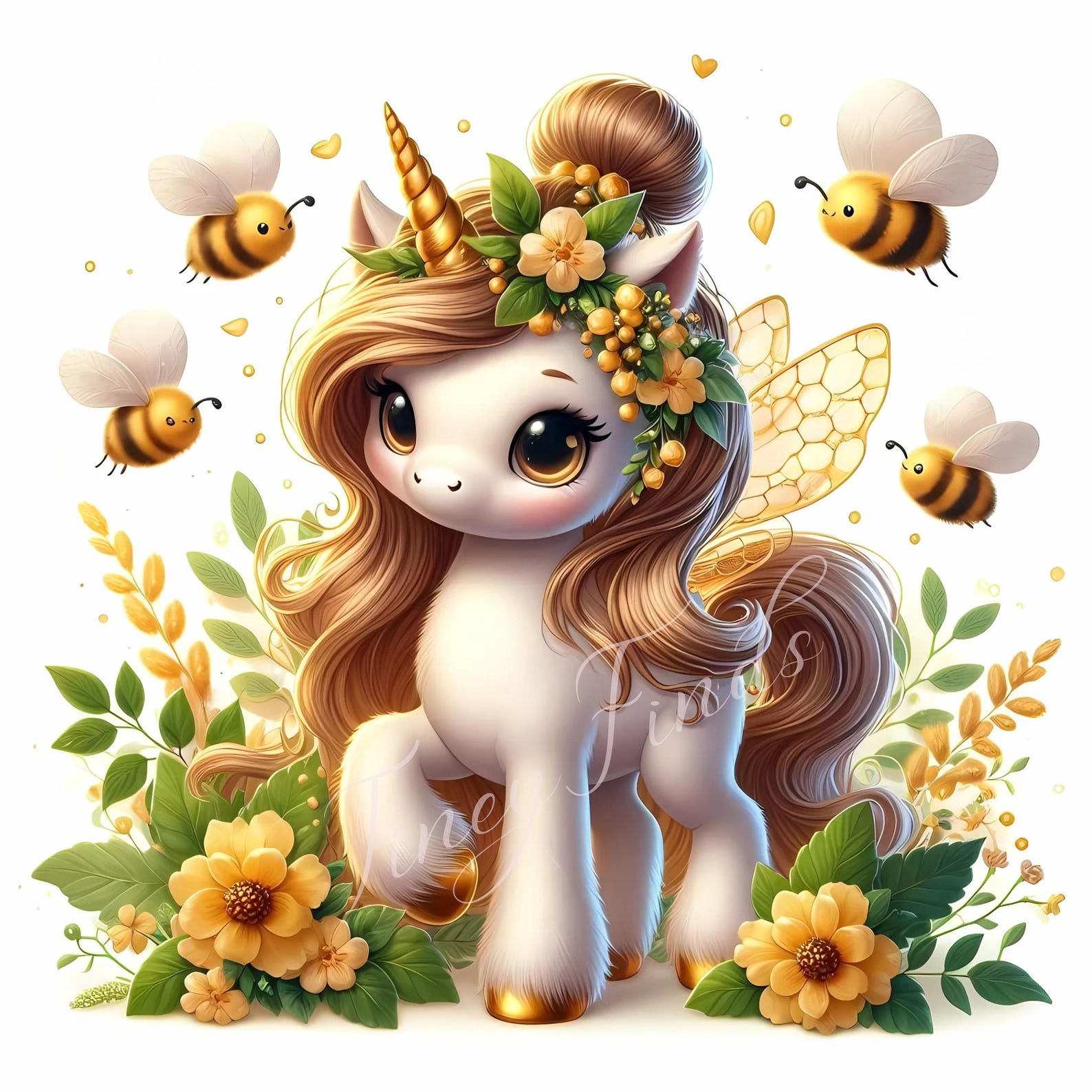 Honey Bee Unicorn 12 High- Resolution JPEG | Cute Watercolor Unicorn ...