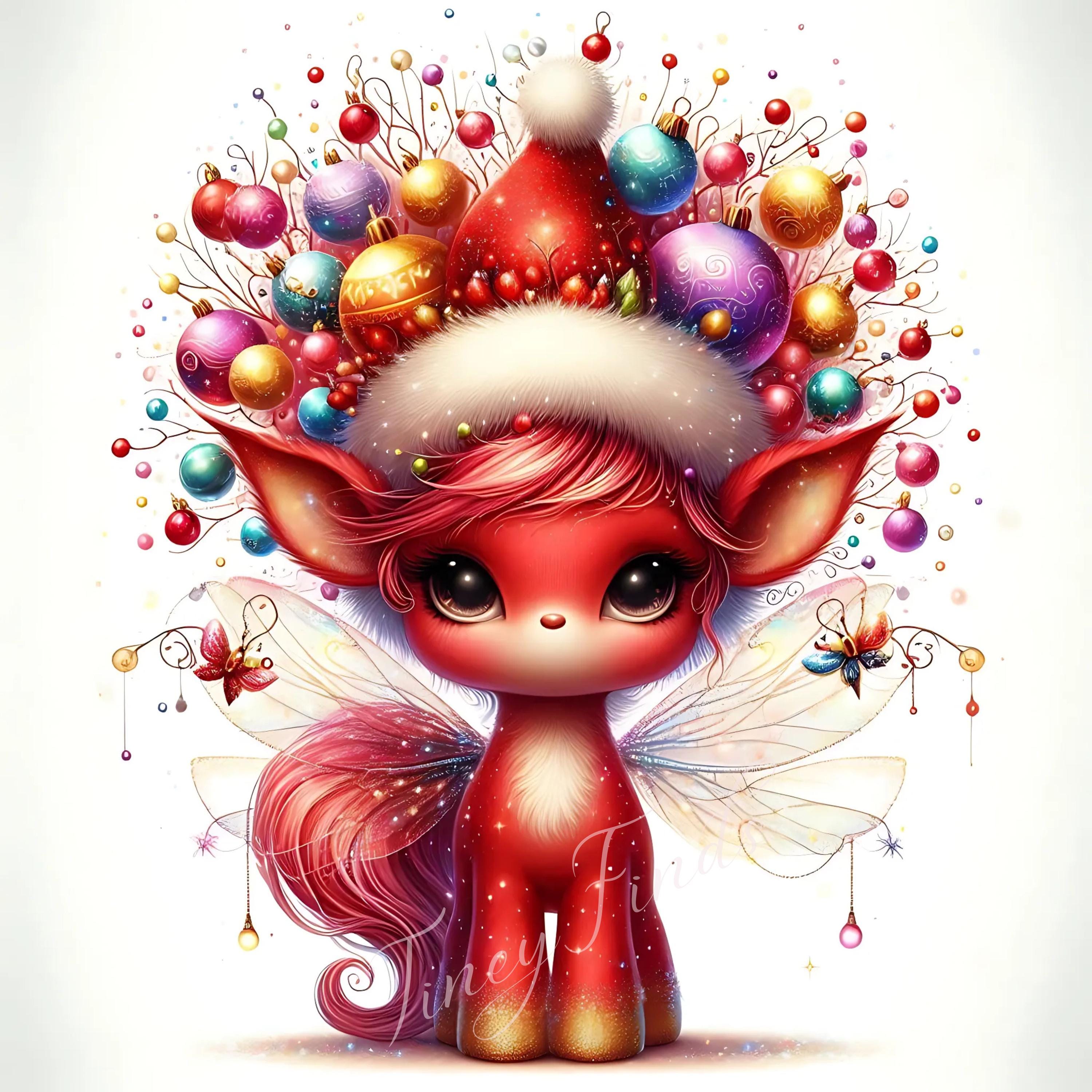 Christmas Elf Reindeer Clipart: Sparkling Holiday Ornaments (digital ...