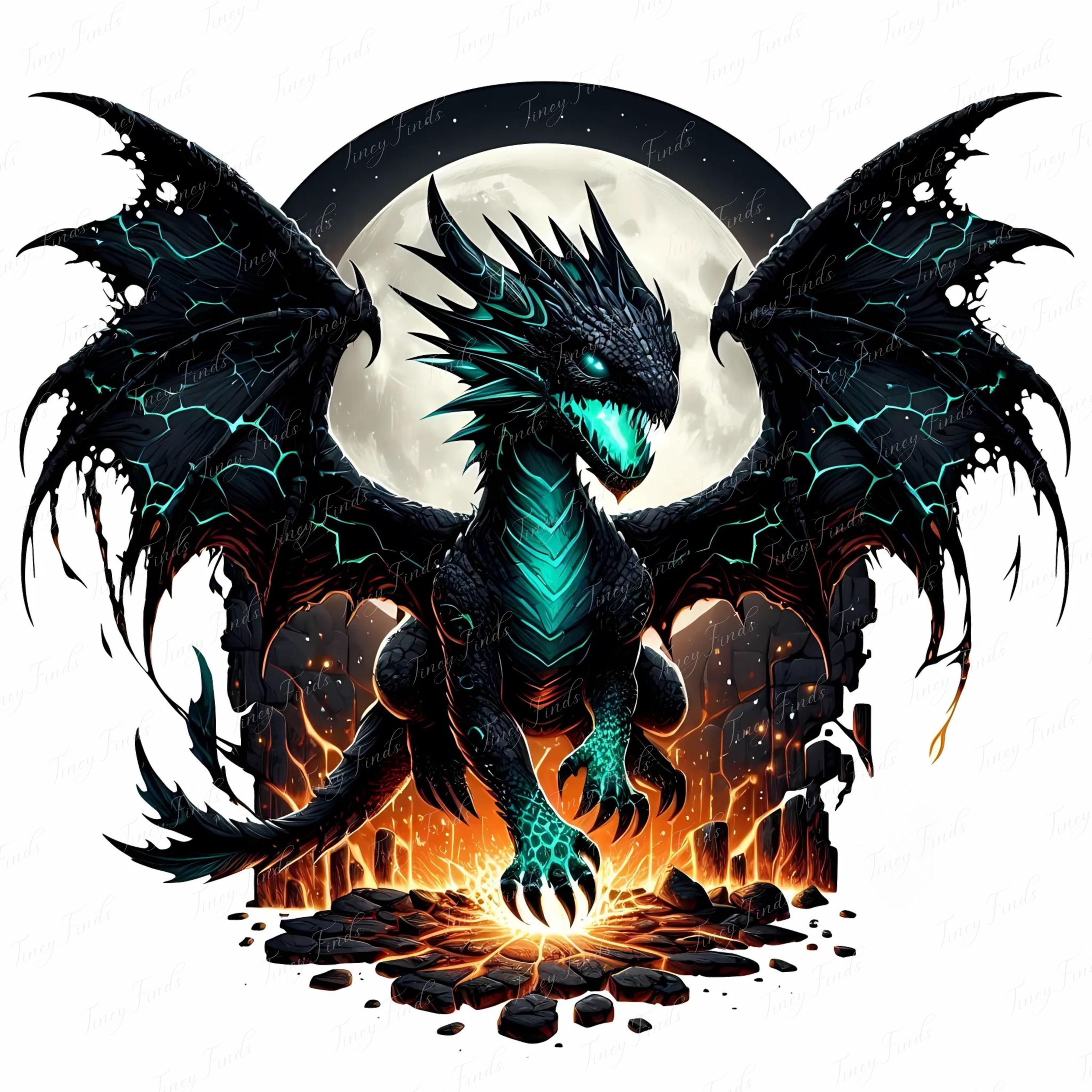 Gothic Baby Dragon Clipart Bundle: Dark Fantasy Nursery Art (12 Jpegs ...