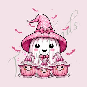 Adorable Pink Pumpkin Ghost Clipart Cute Halloween Design PNG Kids ...