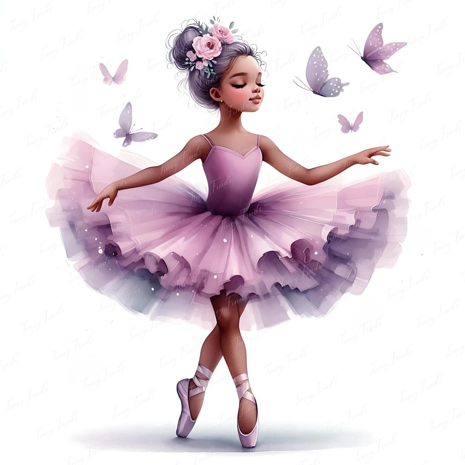 Black Ballerina Clipart: Purple Tutu, Butterfly Dance (JPEG Digital ...