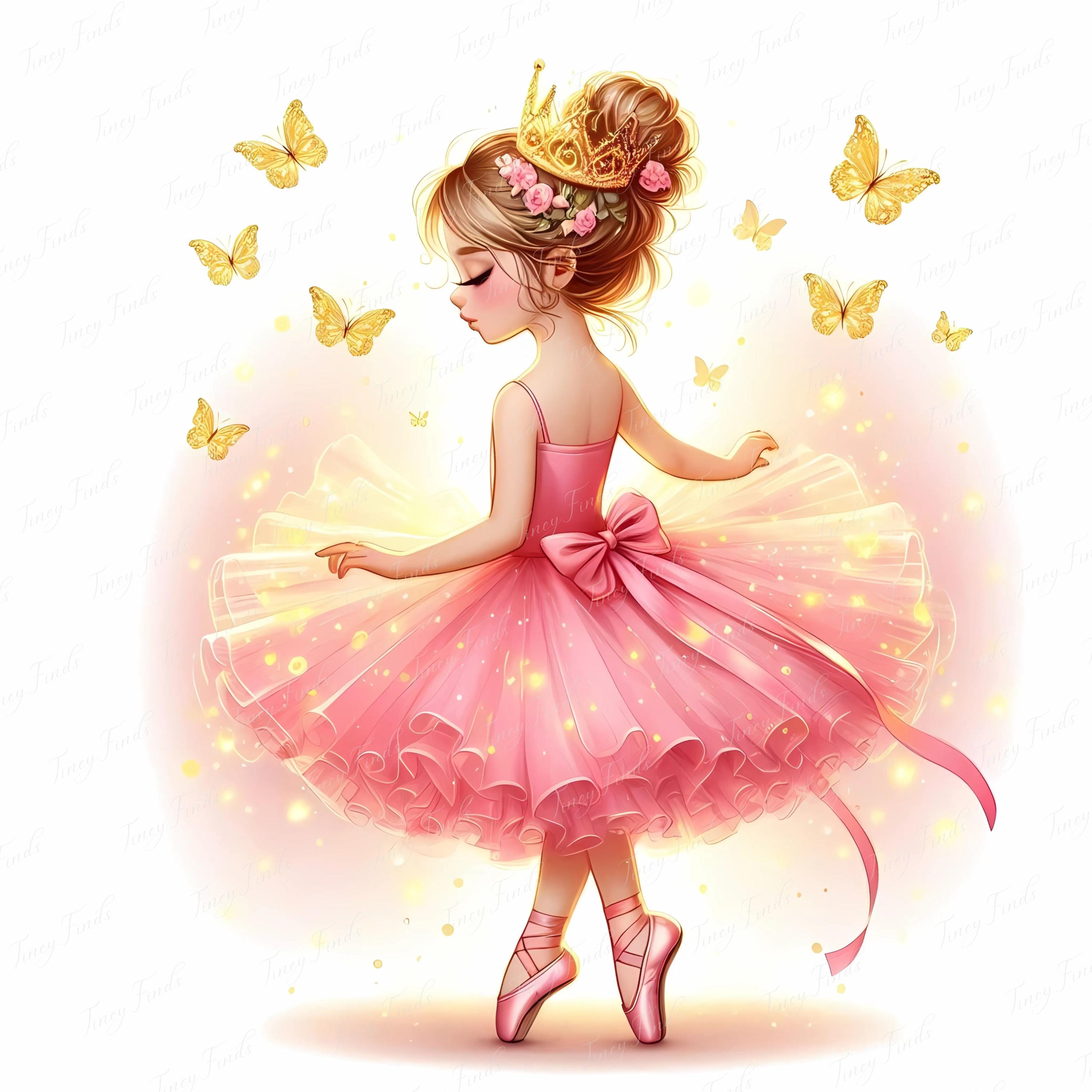 Ballet Girl Clipart Bundle: Pink Tutu Ballerina, Butterfly Fairy (JPEG ...