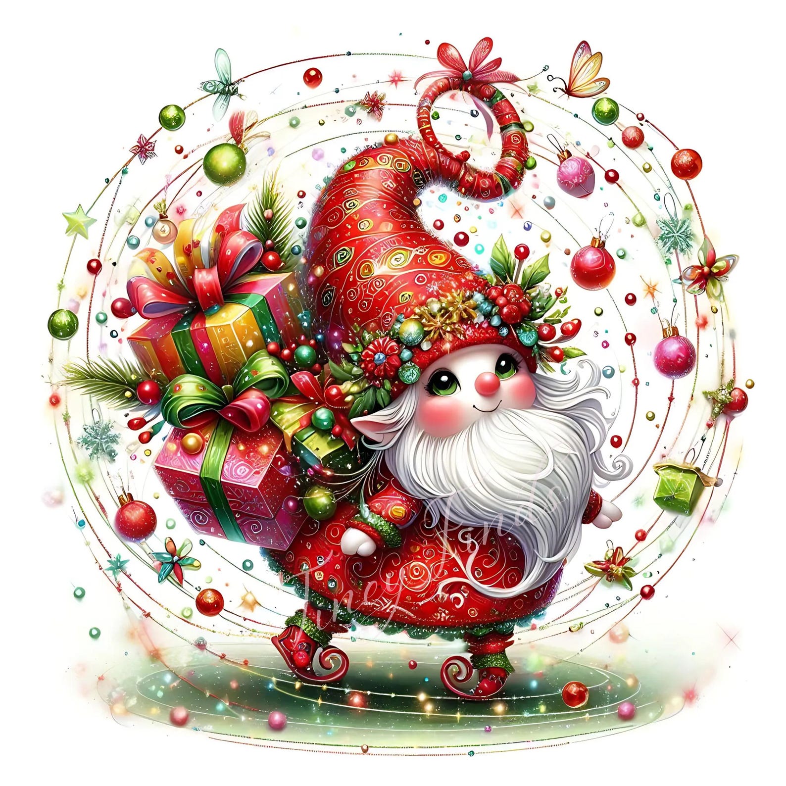 Festive Christmas Gnome Clipart Bundle: Red Holiday Designs (JPEG) - Etsy