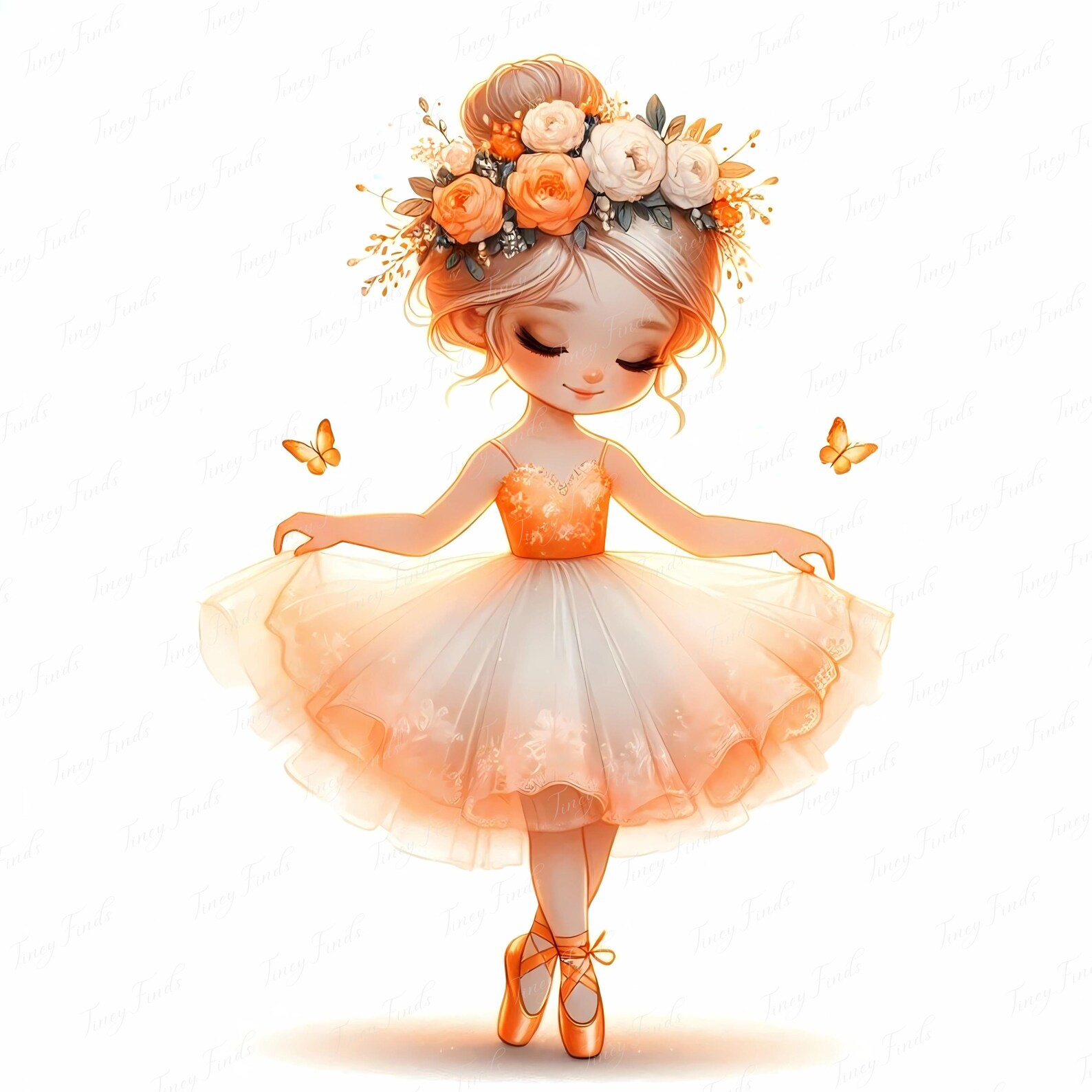 Ballerina Girl Clipart Bundle: Orange Tutu Ballet Dancer (JPEG Download ...